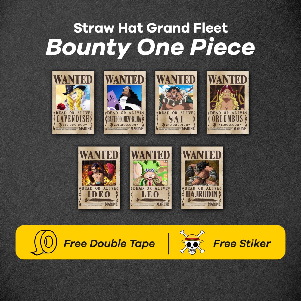 Jual Poster Bounty One Piece Wanted Straw Hat Pirates Grand Fleet Crew ...