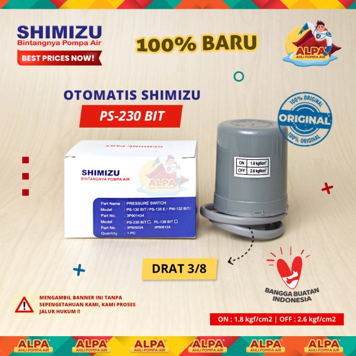 Jual Pop Otomatis Pompa Air Shimizu Ps-230 Bit (Original) | Shopee Indonesia