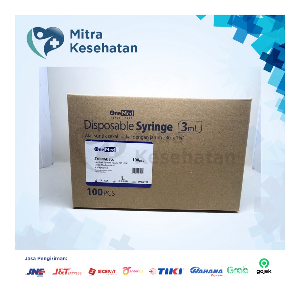 Jual Spuit 3cc 5cc 1cc Onemed 3cc JARUM SUNTIK 3cc PERBOX ISI 100PCS | Shopee Indonesia
