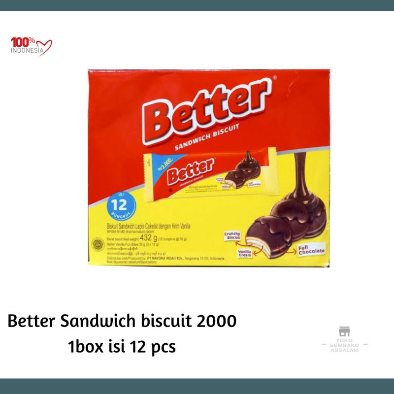 Jual better sandwich coklat box 450gr / better box 2000 12 sachet ...