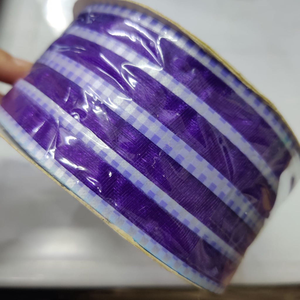 Jual Pita Organdi + Kertas 5 cm Motif 5 GARIS Pita Hias Hampers Dekor ...