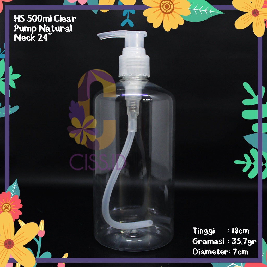 Jual BOTOL PLASTIK HANDSOAP 500ML CLEAR PUMP NATURAL N24 SABUN CAIR IMPORT PET KOSMETIK MURAH ...
