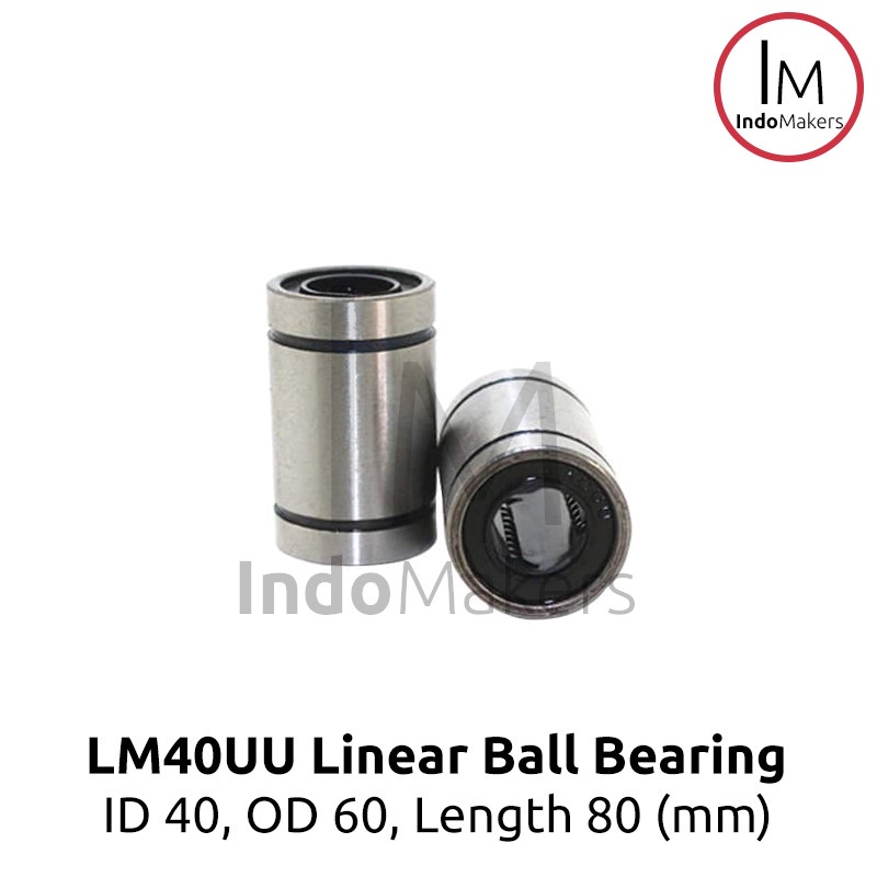 Jual LM40UU Linear Bearing Sliding Bushing ID 40 OD 60 Length 80 ...