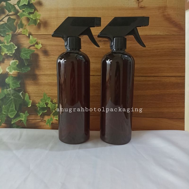 Jual Botol Kispray 500 ml/Botol Amber 500ml plastik Tutup Kispray hitam | Shopee Indonesia