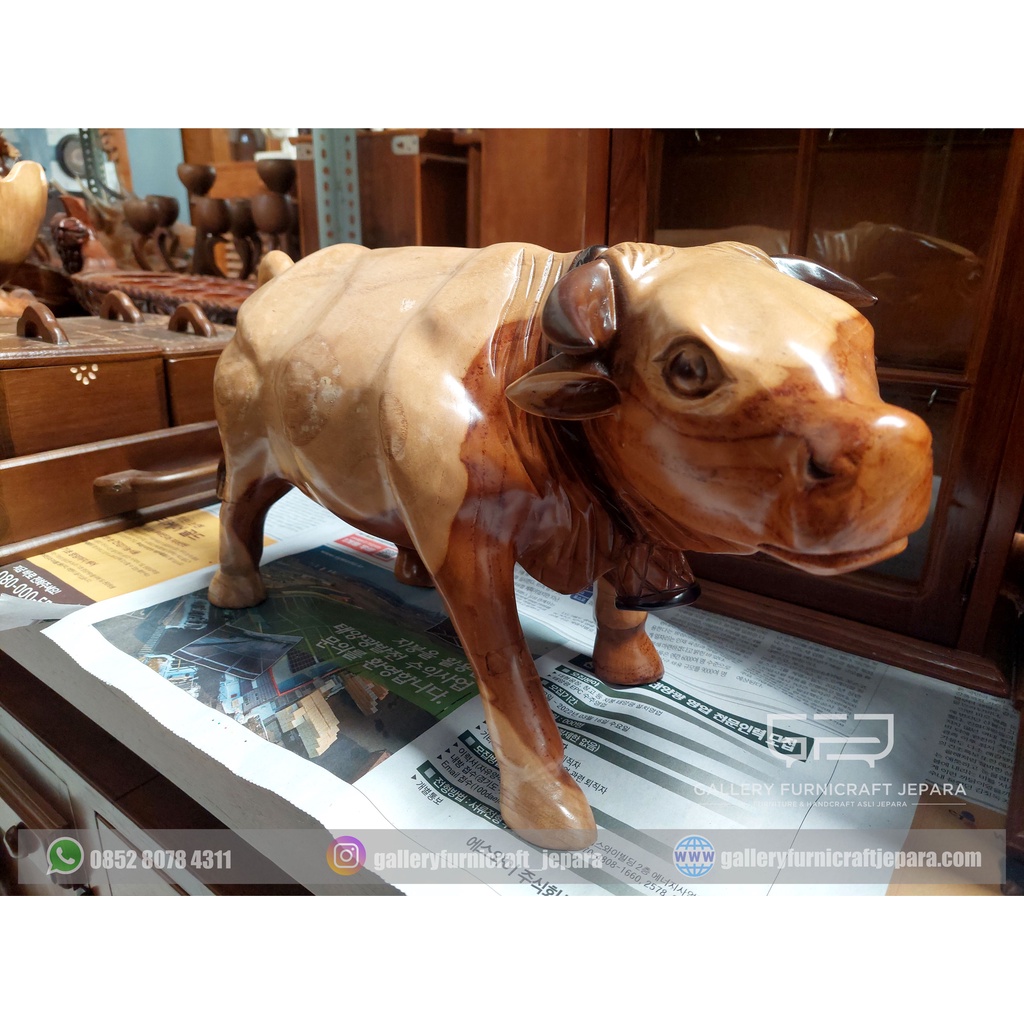 Jual Patung Sapi Kayu Meh Solid 40cm | Shopee Indonesia