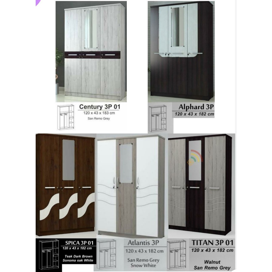 Jual ALMARI PAKAIAN MINIMALIS ASTRO 3PINTU+KACA LURUS | Shopee Indonesia