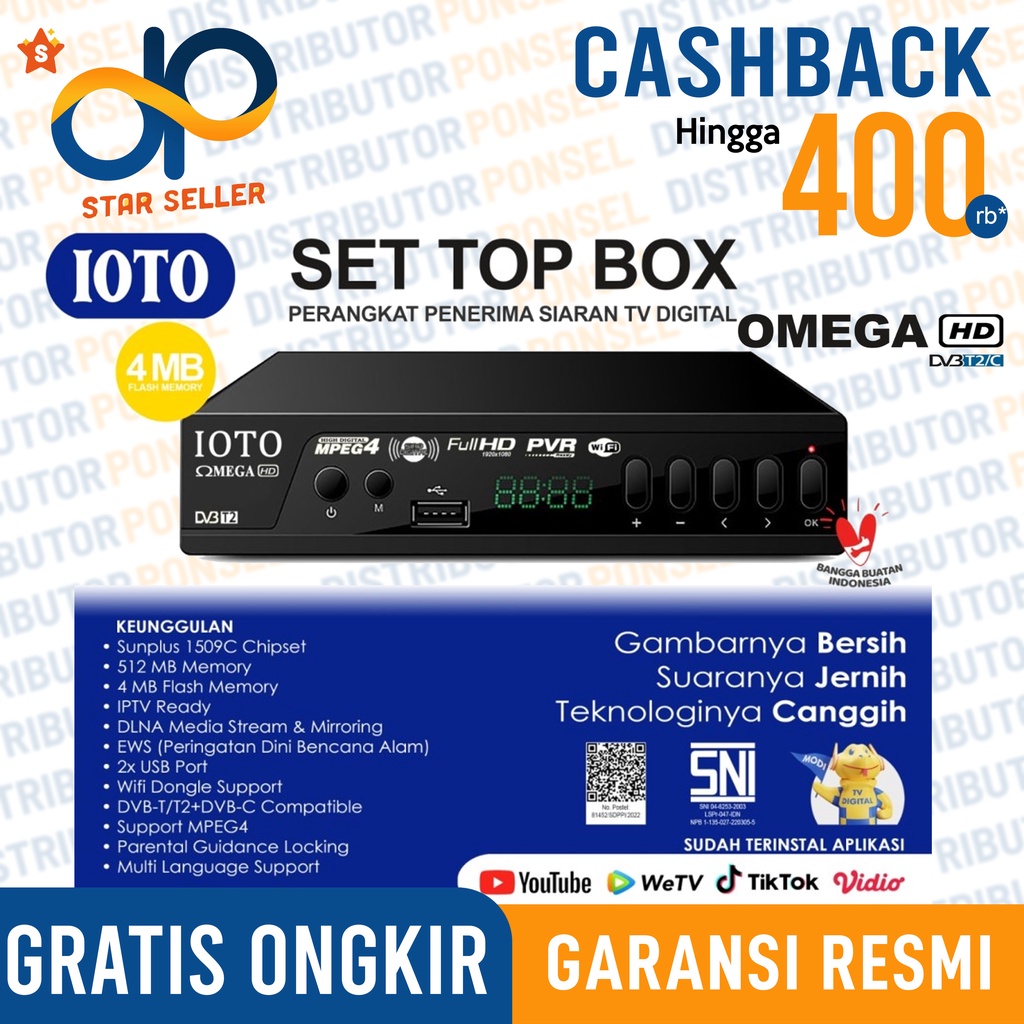 Jual IOTO Omega Set Top Box STB T2 Receiver Siaran TV Digital Full HD Omega STB IOTO | Shopee ...