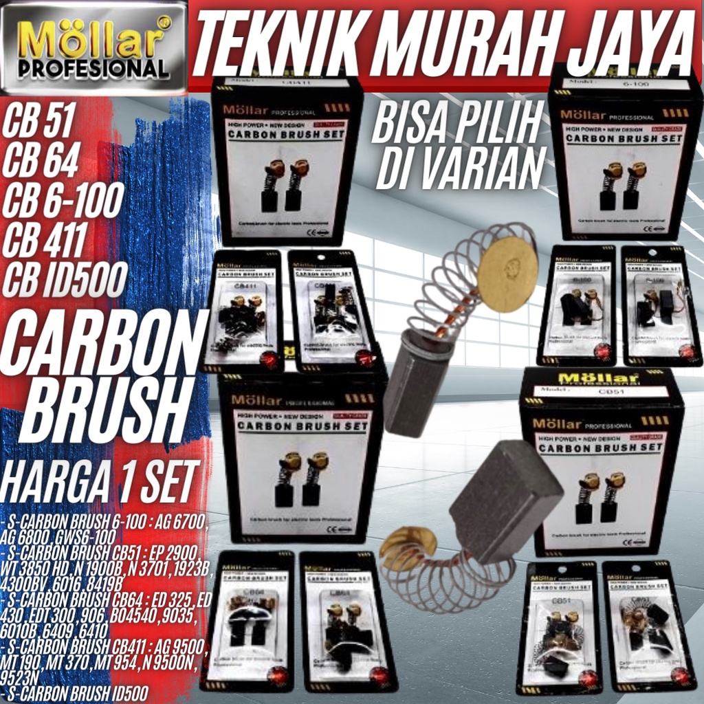 Jual MOLLAR Carbon Brush Arang Sepul Power Tools CB6-100 CB51 CB64 ...