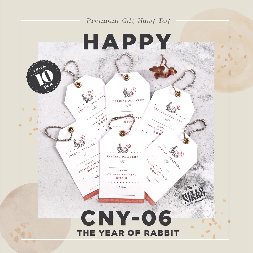 Jual CNY RABBIT GIFT TAG - Hang tag kartu ucapan kado sticker hampers ...