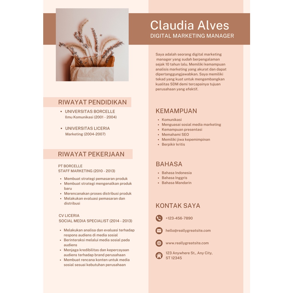 Jual Jasa Pembuatan CV Kerja | Jasa Desain CV Profesional Model ...