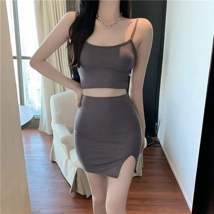 Jual Basic Tank Top & Mini Skirt Set 1519 (S/M/L/XL) | Shopee Indonesia