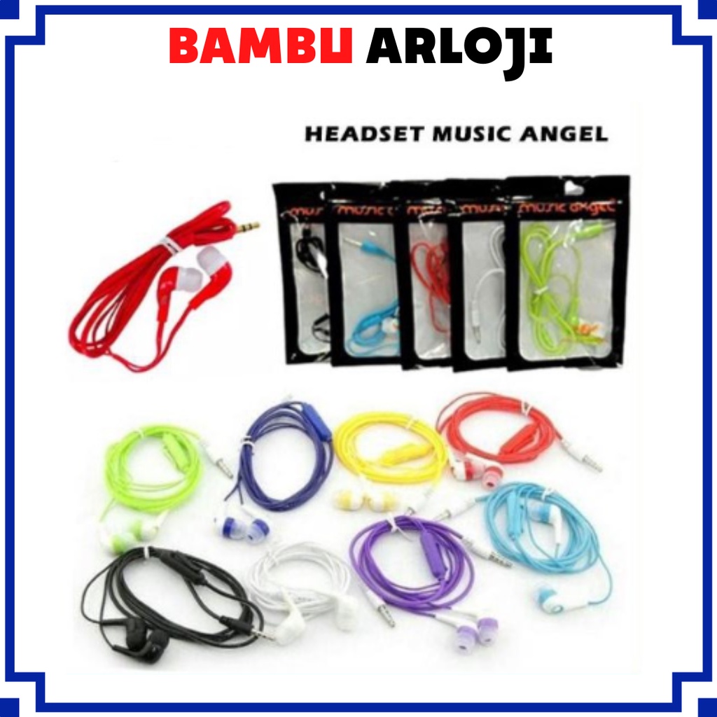 Jual BAJ Headset Earphones Music Angel Handsfree Handfree Musik Stereo ...
