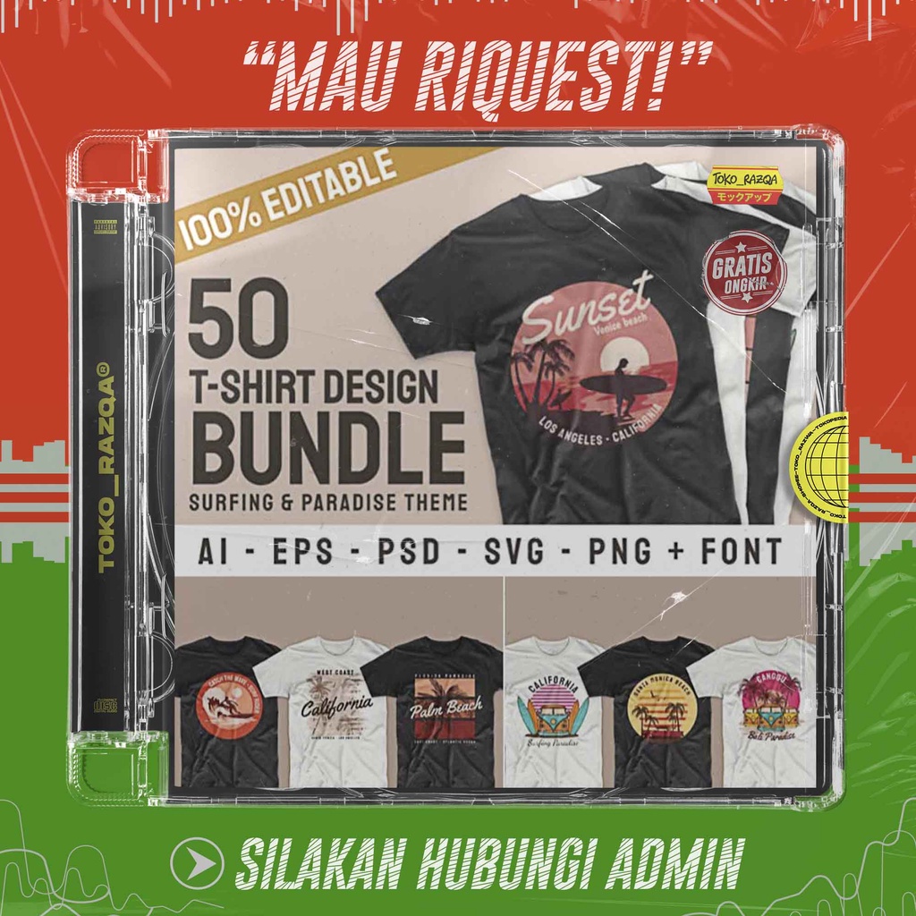 Jual 50 Surfing Paradise Tshirt Designs Bundle - Disain Sablon DTF ...
