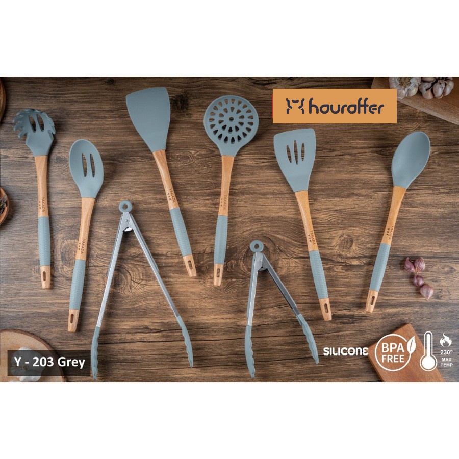 Jual Hauraffer Alat Masak Sutil Spatula Sillicone Y-203 Grey Gagang ...