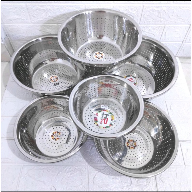 Jual Baskom lubang bolong stainless tebal 28cm / baskom cuci sayur buah ...