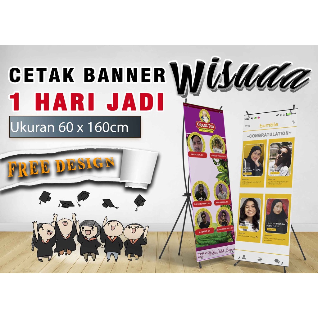 Jual Cetak X Banner Baner Benner wisuda wedding 60x160 | Shopee Indonesia