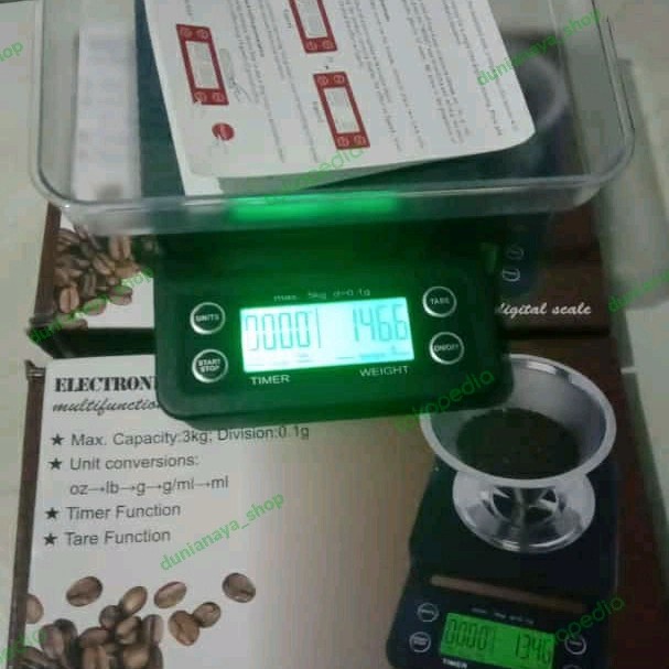 Jual timbangan v60 digital timer kopi coffee scale timer kue pour over ...