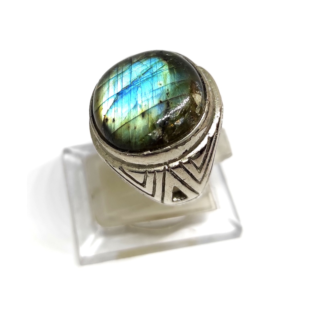 Jual 14.91GR Cincin Batu Akik Pria Natural Labradorite - Batu Labrador ...