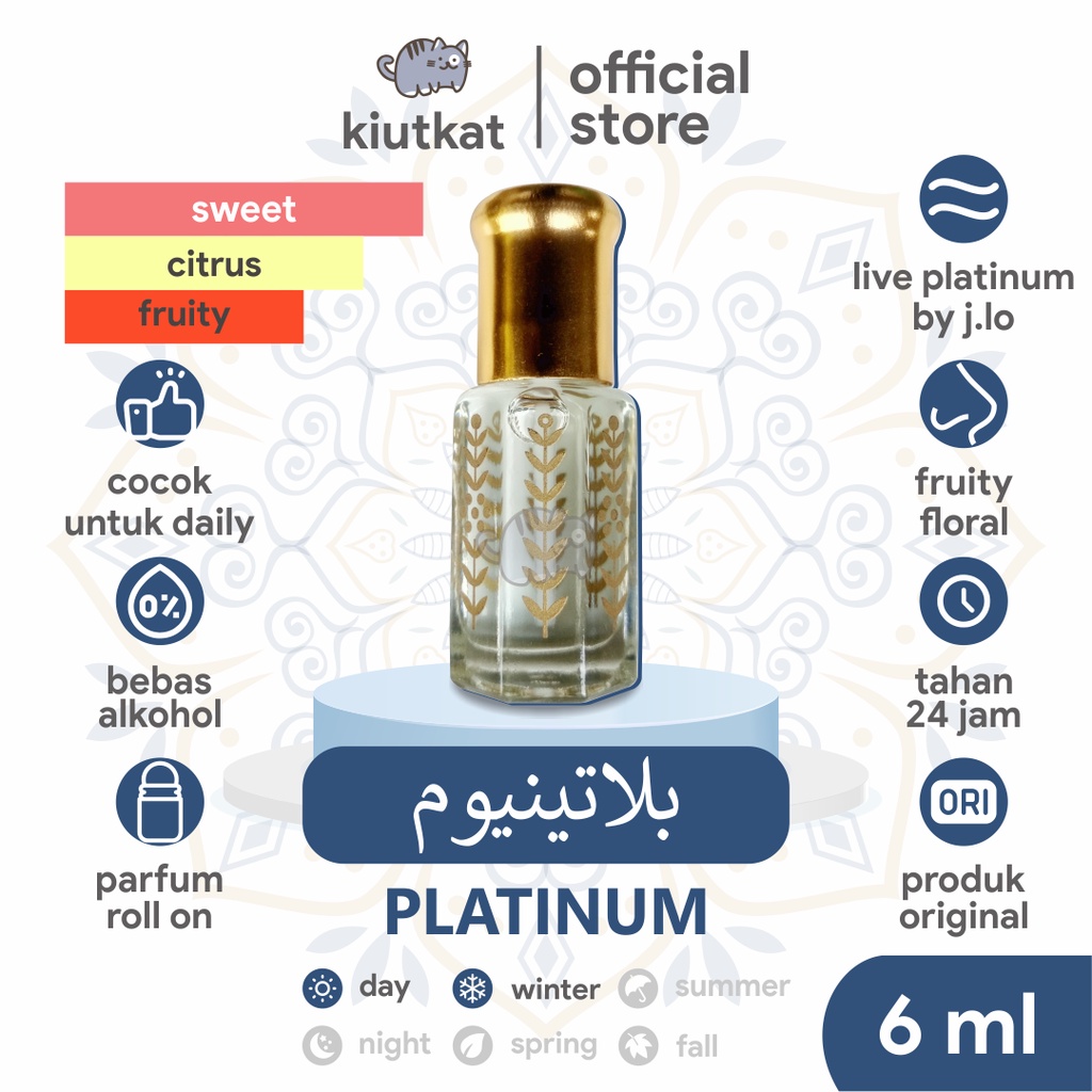 Jual Parfum PLATINUM by KIUTKAT - Roll On 6ml NON ALCOHOL | Shopee Indonesia