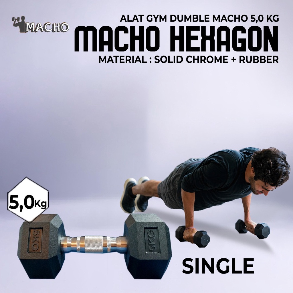 Jual Dumble Barbell Dumbel Fitness Senam Gym Macho Hexagon Karet 5kg ...