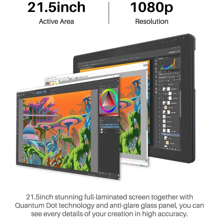 Jual Huion Kamvas 22 Plus GS2202 Display Pen Drawing Tablet | Shopee ...