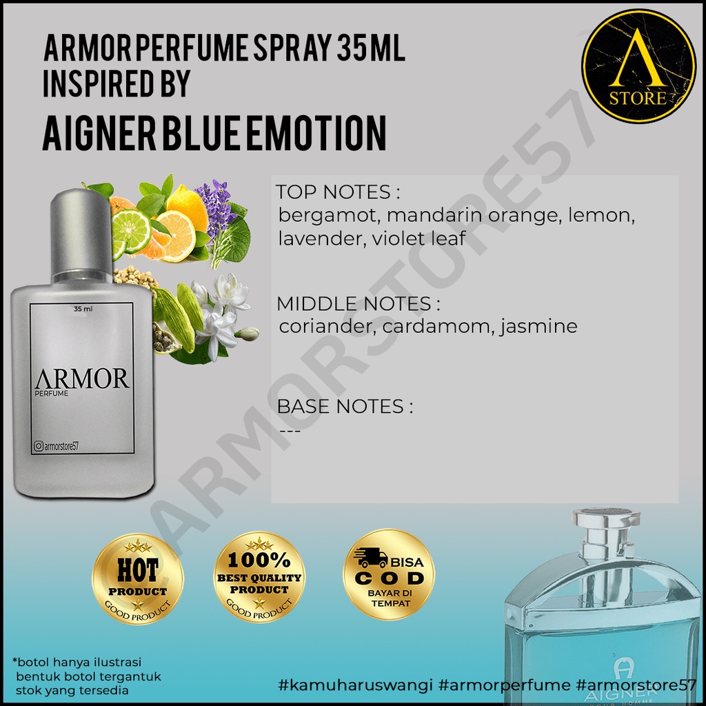 Jual ARMOR PERFUME SPRAY 35 ML INSPIRED BY AIGNER POUR HOMME BLUE ...