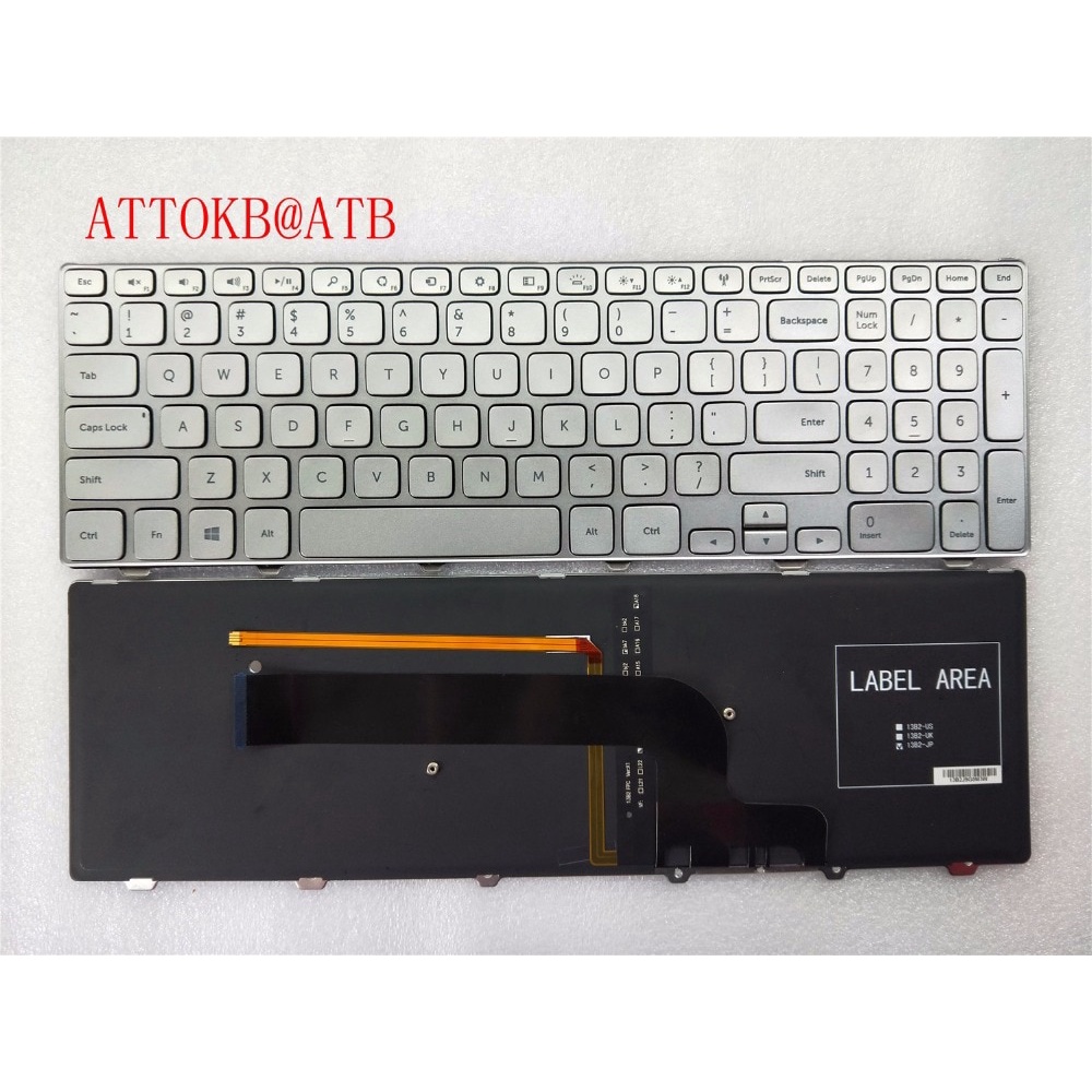 Jual PREORDER New English for Dell Inspiron 15 7537 7000 laptop Keyboard with backlight silver ...