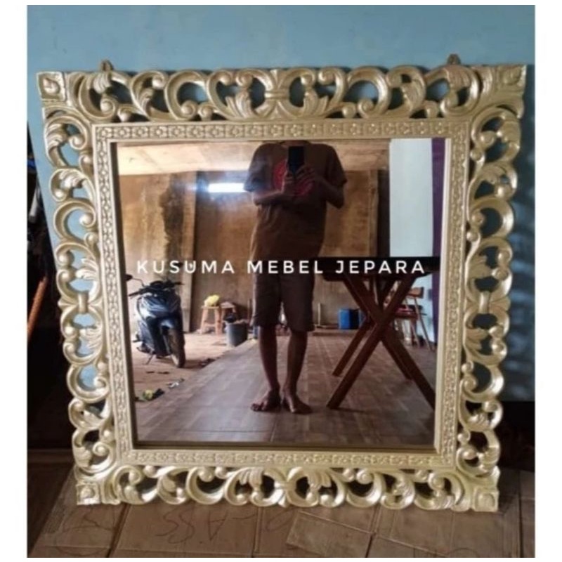 Jual Cermin Ukir Rococo Kayu Mahoni (Panjang 100cm Lebar 100cm ...