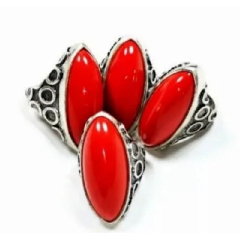 Jual Cincin batu red coral marjan pandan | Shopee Indonesia