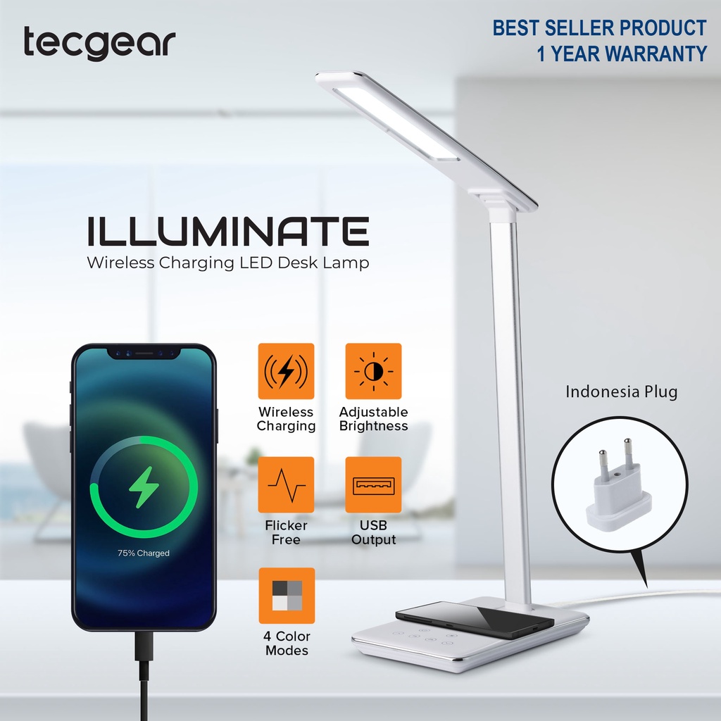 Jual Lampu Meja Belajar LED Modern dengan Wireless Charger - Premium ...