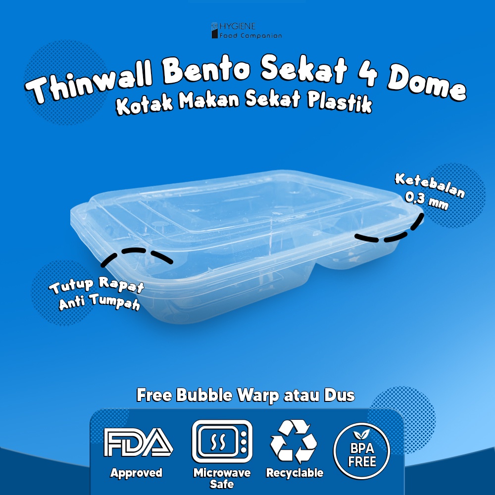 Jual Thinwall Bento 4 Sekat Dome / Food Container Premium MURAH ...