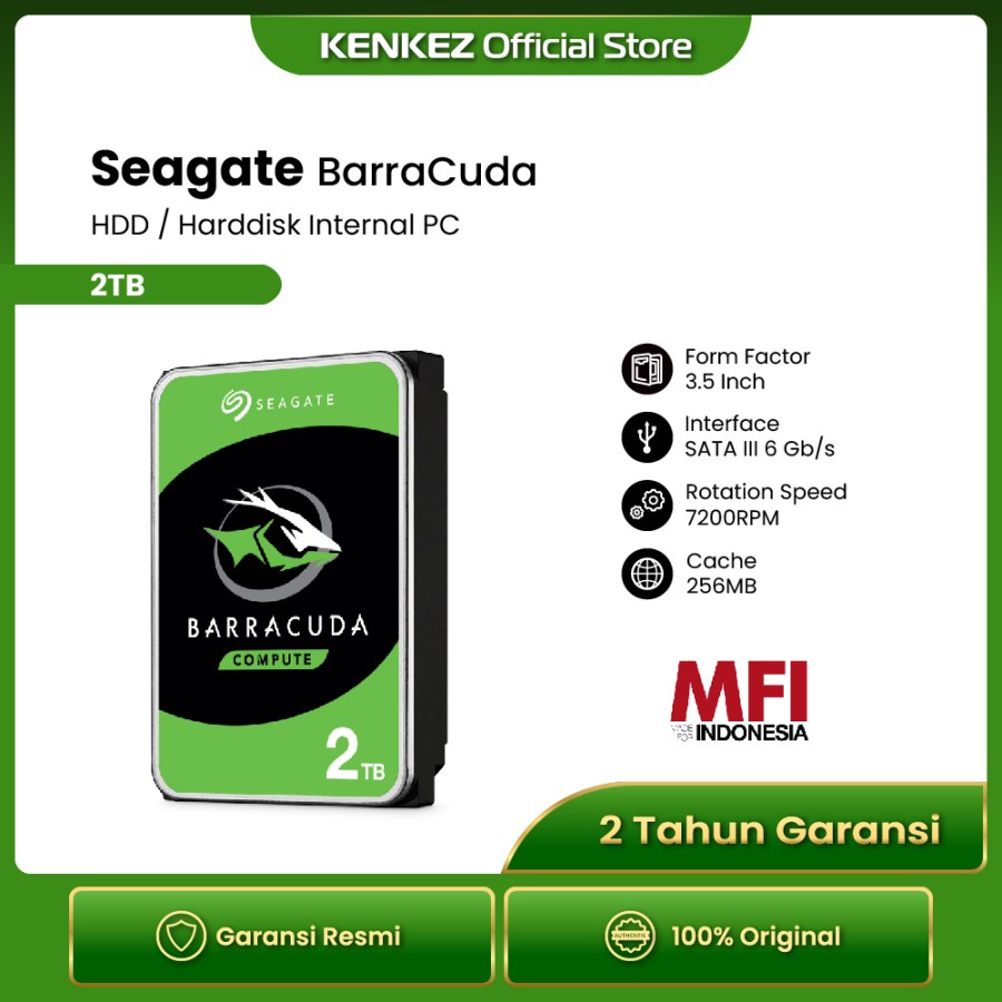 Jual Seagate BarraCuda HDD/Hardisk Internal PC Desktop 2TB 3.5" SATA 3. ...