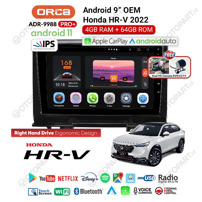 Jual Head Unit Android Auto CarPlay 9″ inch PRO+ DVR Honda HRV 2022 ...