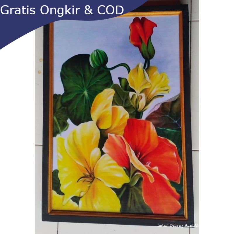 Jual Lukisan murah poster murah hiasan dinding gambar bunga sepatu plus ...