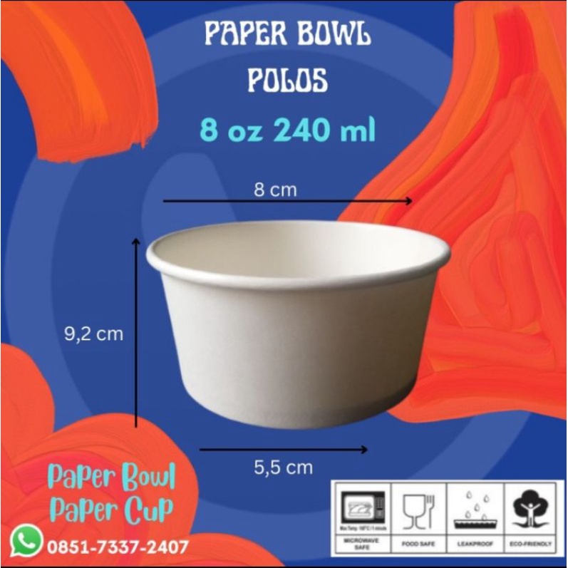 Jual Paper Bowl Mangkok Mangkuk Polos Wadah Tempat Papper Cup Rice Bwol ...