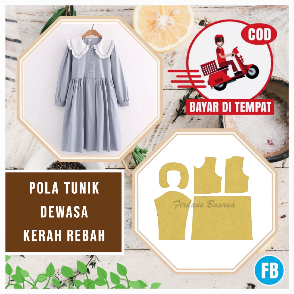 Jual 【COD】Pola Tunik Dewasa Kerah Rebah | Pola Baju Wanita Lengkap | Pola Instan | Pola Jiplak ...