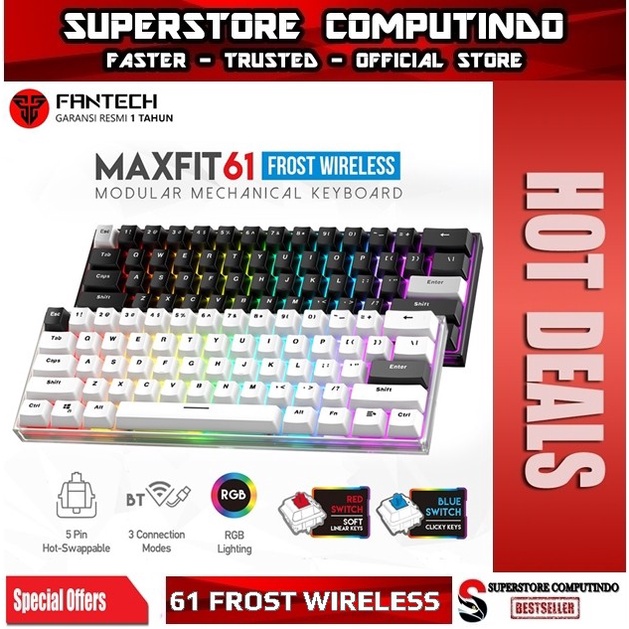 Jual Fantech MAXFIT61 FROST Wireless Hotswap Keyboard Gaming Mechanical ...