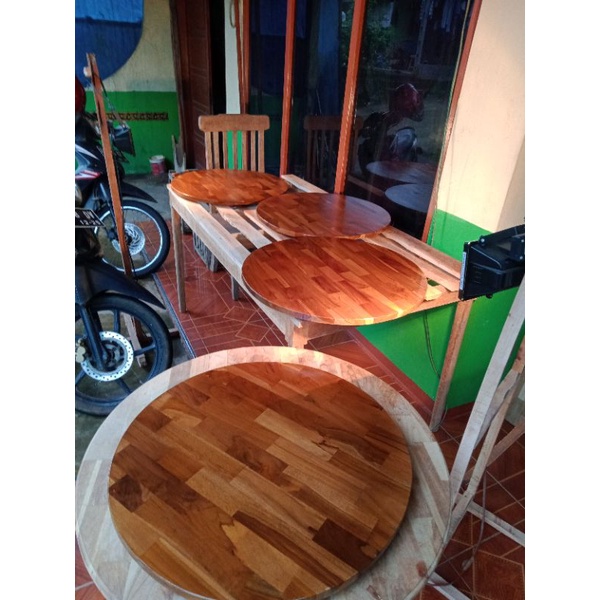 Jual Meja Bulat 50 Cm Tebal 2Cm Kayu Jati Asli Super Buat Top Meja Top ...