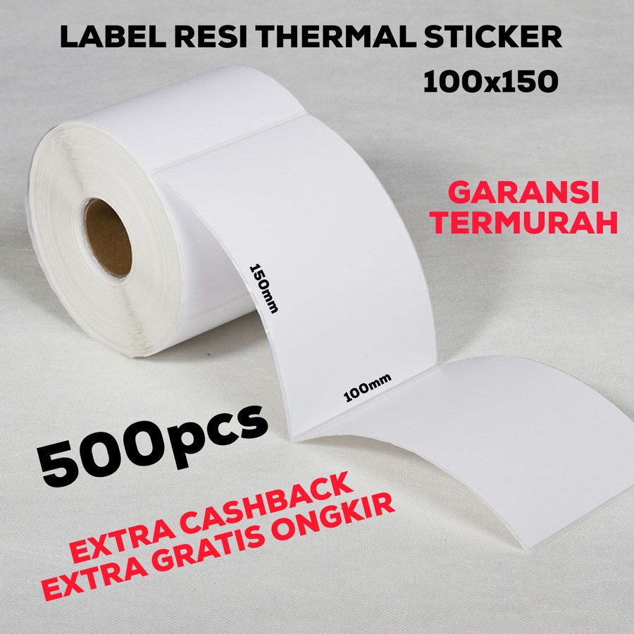 Jual Label Kertas Thermal Sticker Resi 100x150mm isi 500 lembar NEW | Shopee Indonesia