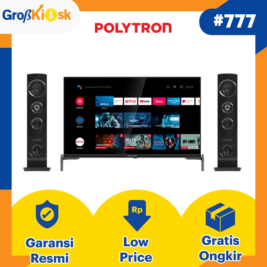 Jual LED TV 32 INCH POLYTRON FULL HD ANDROID TV SPEAKER TOWER PLD-32TAG5959 | Shopee Indonesia