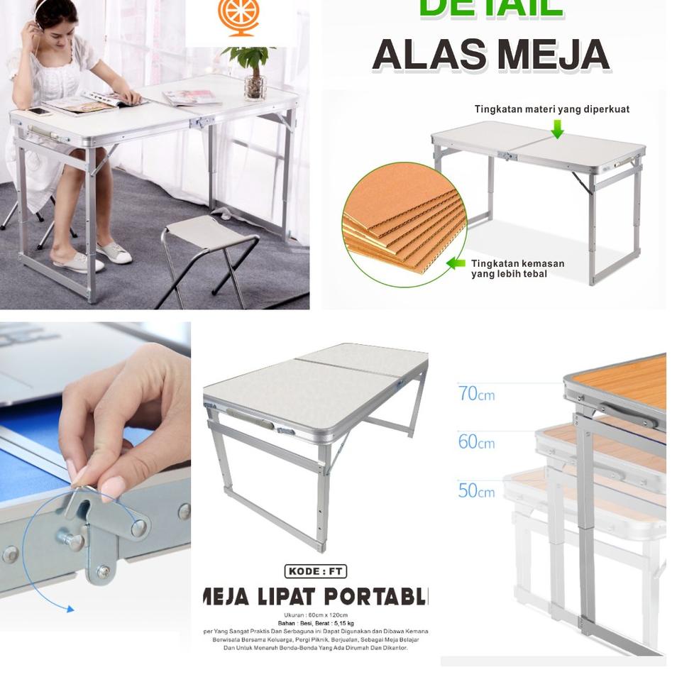 Jual (COD )NEW_PRODUCT Meja Lipat Koper Hpl Alumunium Portable Kapasitas 100Kg Kuat Kokoh Dan ...