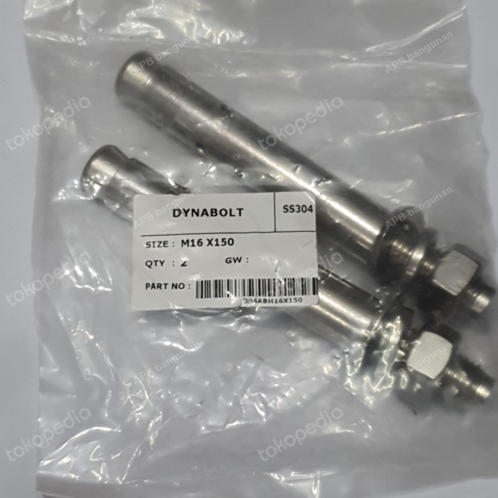 Jual ,,,,,,,] Dynabolt /dinabolt M16 x 150mm SS 304 | Shopee Indonesia
