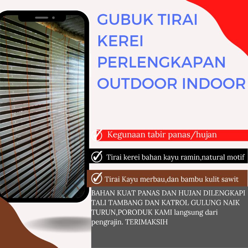 Jual Kerey Kayu PVC Gulung Outdoor Ukuran 2,5m×2m | Shopee Indonesia