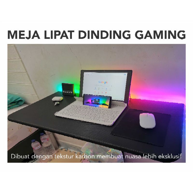 Jual (KOMPLIT 80X40cm))Meja Lipat Dinding GAMING Meja Laptop with LAMPU ...