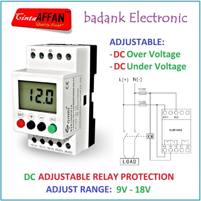 Jual DC Protection Relay 12V ADJUSTABLE Over Under VOLTAGE Battery ...