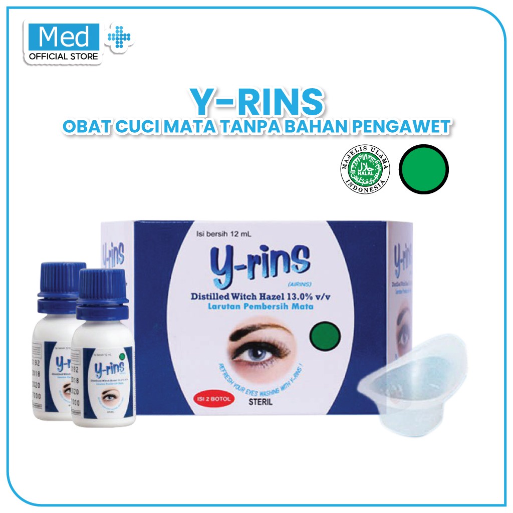 Jual Med+ Y-Rins Pembersih Mata 1 Box 2 Botol @12 ml / Cairan pembersih mata sekali pakai ...