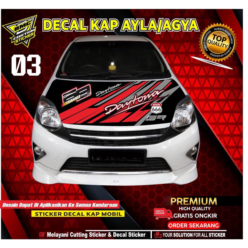 Jual STICKER DECAL KAP MESIN MOBIL AYLA/AGYA.STIKER VARIASI KAP MOBIL ...