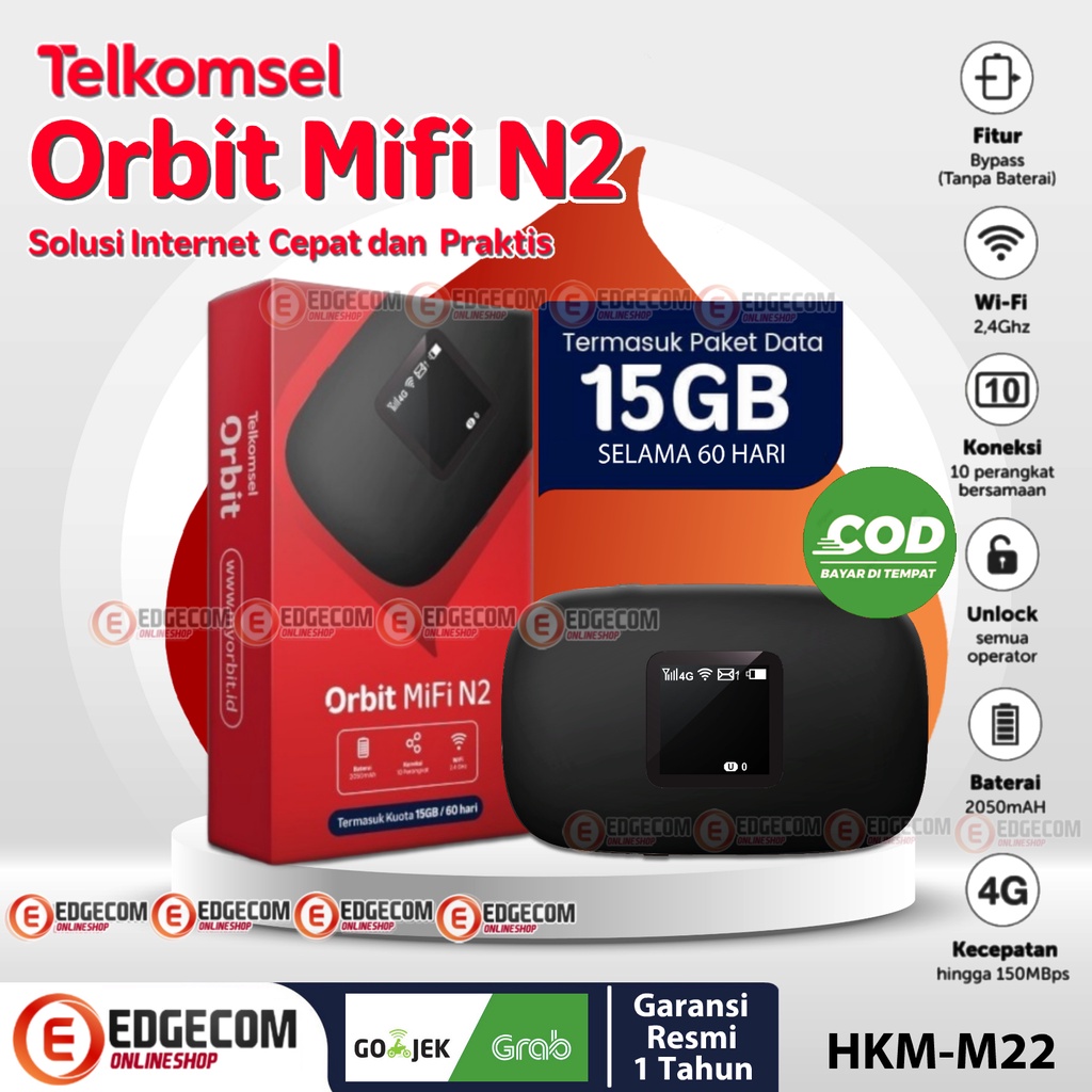 Jual Telkomsel Orbit Mifi N2 Portable Modem Wifi 4G High Speed Free ...