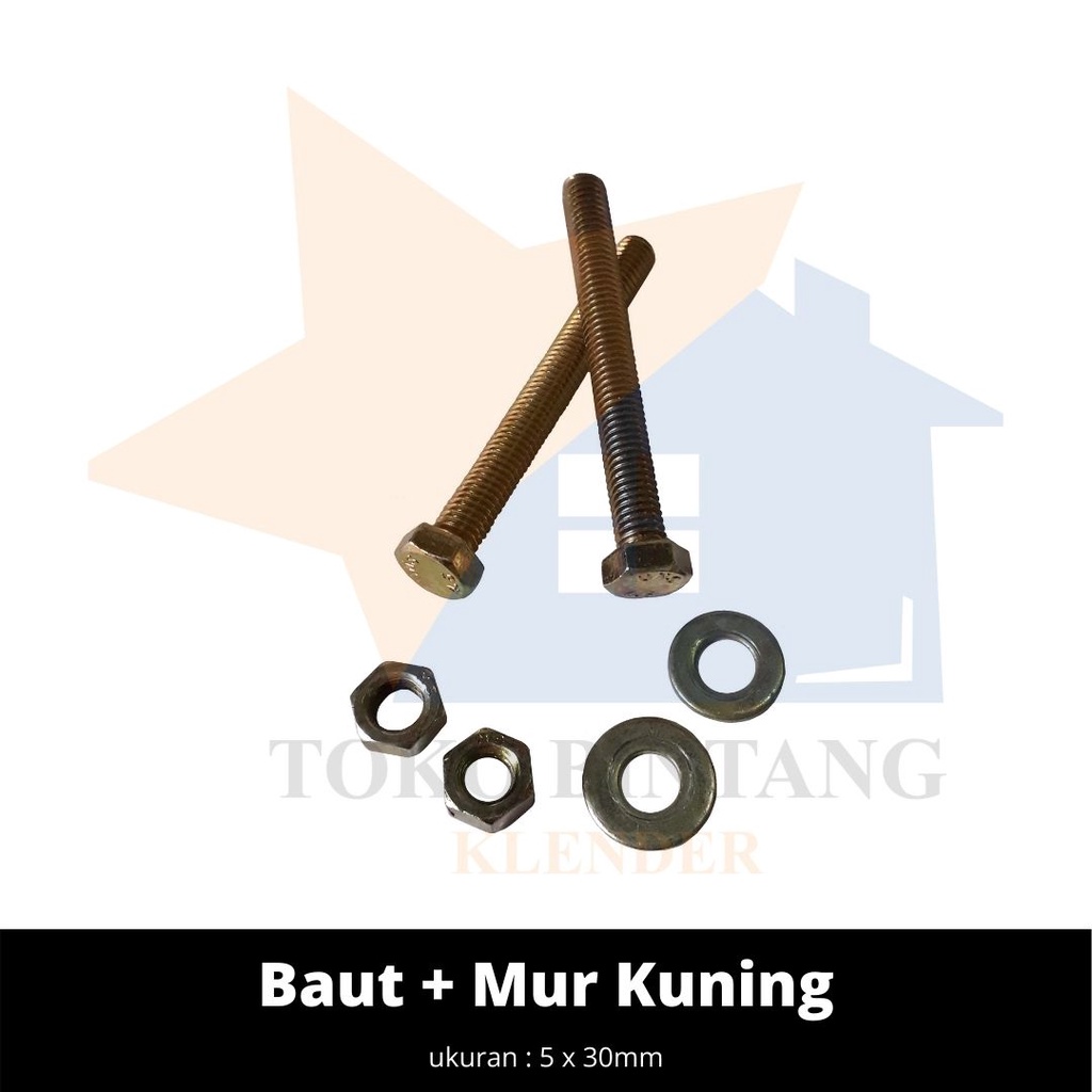 Jual Baut + Mur Kuping 5 X 30mm (pcs) | Shopee Indonesia