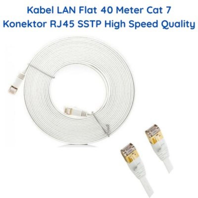 Jual Kabel Lan Flat Cat 7 40M Cable Flat Lan Cat 7 40 Meter Konektor ...